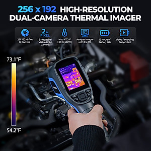 TOPDON TC005 256 x 192 IR High Resolution Dual-Camera Thermal Imaging Camera with 12-Hour Battery Life and 2MP Visual Light Camera, -4°F~1022°F Handheld Infrared Thermal Imager with PC 2D/3D Analysis