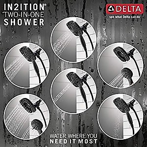 Delta Faucet 4-Spray In2ition Dual Shower Head with Handheld Spray, Matte Black Shower Head with Hose, Showerheads & Handheld Showers, Handheld Shower Heads, Matte Black 58498-BL