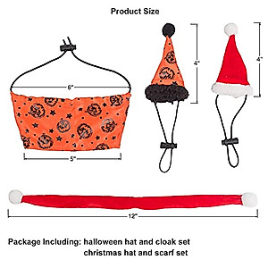 ADOGGYGO Bearded Dragon Halloween Hat Cloak Lizard Christmas Hat Scarf Set, Small Animal Halloween Christmas Festival Costume