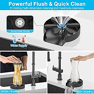 Kitchen Sink Glass Rinser,Cup Cleaner for Sink,Automatic Sink Bottle Washer,High Pressure Cup Baby Bottle Washer Sink Attachment Metal Black,Faucet Glass Cleaner for Home Bar Cup Sprayer for Sink