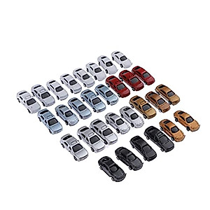 LoveinDIY 30pcs Assorted Miniature Cars for Diorama Crafts, 1:200 Z Scale Multicolor