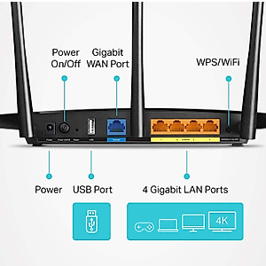 TP-Link AC1900 Smart WiFi Router (Archer A9) - High Speed MU- MIMO Router, Gigabit, VPN Server, Beamforming (Renewed)