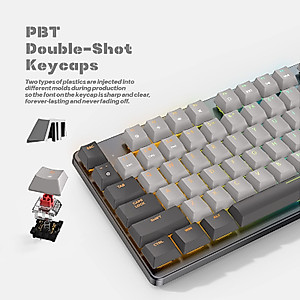 CIDOO 87 Keys RGB Mechanical Keyboard, Low Profile Gaming Keyboard with Aluminum housing, TKL Hot-Swappable Ultra-Slim 80 Percent Keyboard for Gaming and Work, Compatible with Windows System