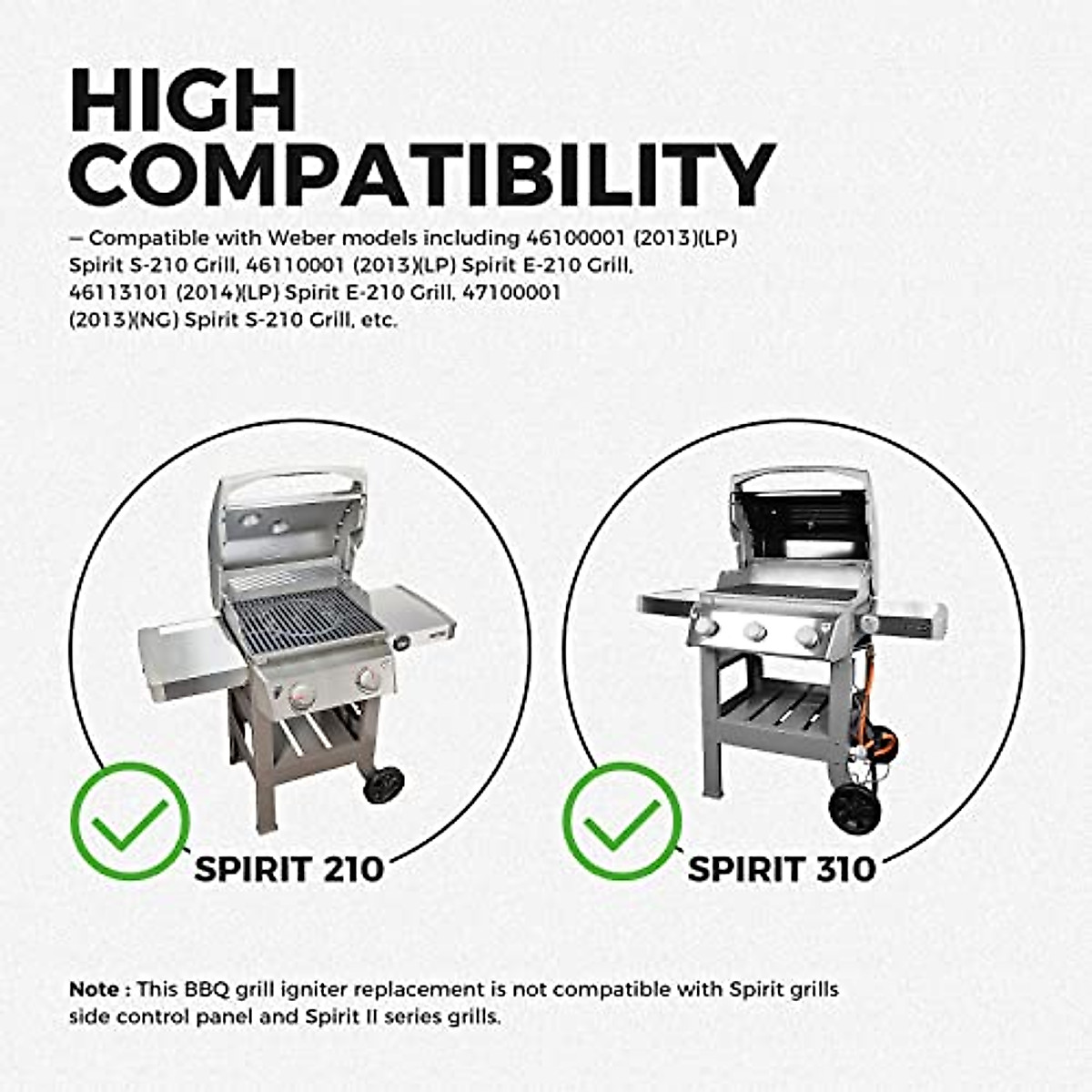 MOOTVGOO 7642 Grill Igniter, BBQ Electronic Igniter Kit Replacement for Weber Spirit E210, S210, Spirit E310, Spirit S310 Gas Grill Models with Up Front Controls