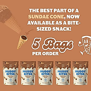 Muddy Bites Waffle Cone Snacks Chocolate Filled Bite Sized Cones (Pack of 5)