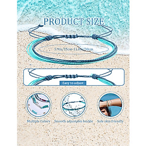 LOLIAS 24 Pieces Waterproof String Bracelets for Women Surfer Wave Boho Bracelet Adjustable Handmade Friendship Bracelet String Ocean Beach Boho Bracelets Anklets for Women Ocean