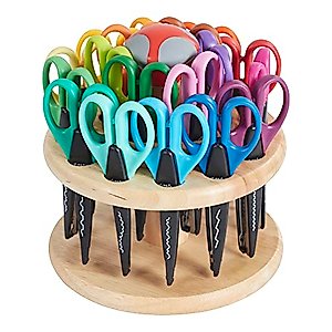 ECR4Kids Kraft Edgers with Rotating Hardwood Rack, Decorative Scissors, Assorted, 18-Piece