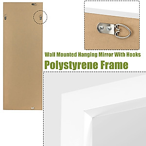 NeuType 44"x16" Wall Mounted Full Length Dressing Mirror, Polymer Frame, White, No Stand