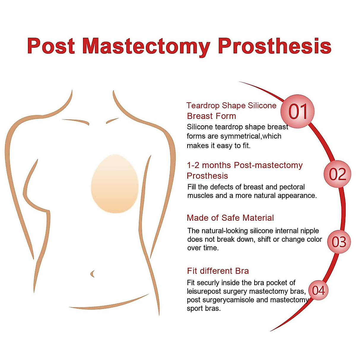 YOPADO Silicone Breast Form Waterdrop 1 Piece, Without Nipple Prosthetic Enlargement Bra Enhancer Inserts Pads Fake Boobs for Crossdresser Mastectomy Prosthesis Cosplay(150g/Piece, Nude)