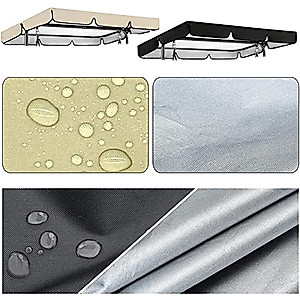 BTURYT Swing Canopy Top Cover Replacement Canopy and Swing Cushion Cover, Patio Swing Canopy Top Cover Set,Waterproof 2 and 3 Seater Swing Replacement Top Cover-(top Cover + Chair Cover)