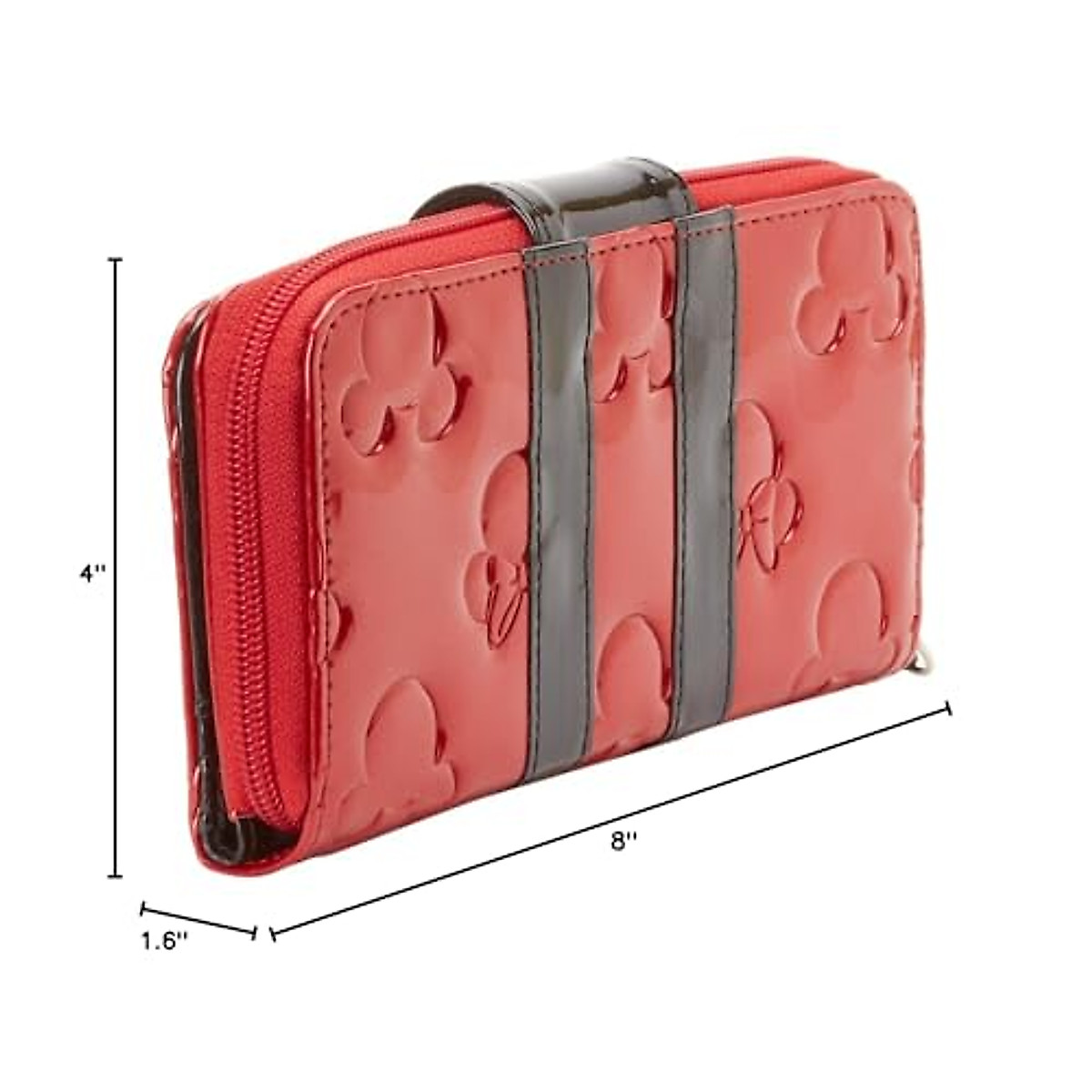 Disney Mickey and Minnie Embossed Wallet,Red and Black patent,One Size