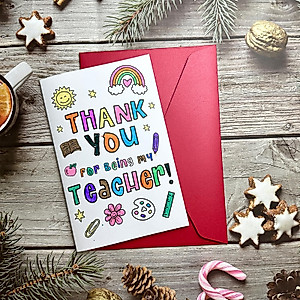 Teacher Thank You Card with Envelope, Teacher Appreciation Gift, Kids Fill in Blanks Coloring Page, Teacher Card from School Kids