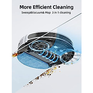 HONITURE Robot Vacuum Cleaner, G20 Robot Vacuum and Mop Combo 3 in 1, 4000pa Strong Suction, Self-Charging, App&Remote&Voice Control, Compatible with Alexa, Ideal for Carpet, Hard Floor, Pet Hair.