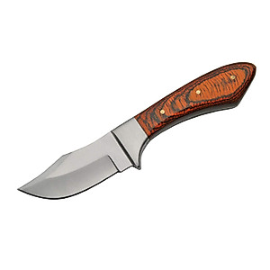 Szco Supplies 7.25” Small Upsweep Drop-Point Outback Pakkawood Handle Skinning Knife with Sheath,Brown