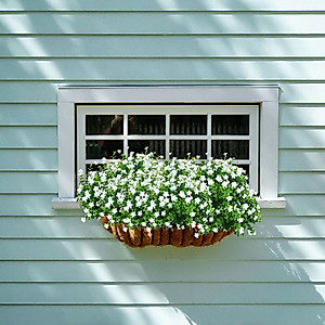 Little Chain 8PCS Artificial Fake Outdoor Plants Flowers UV Resistant Faux Flowers Indoor Outside for Decoration Hanging Planter Wedding Garden Patio Office Home Decor White