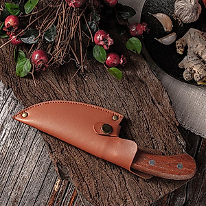 Luxshiny Leather Cover For 5 Inch Boning Knives, 2Pcs Edge Guards Blade Protector Cleaver Chef Knives Cover with Belt Loop