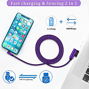 iPhone Charger 10ft,3-Pack 10 Foot Extra Long Lightning Cable, MFi-Certified Charging & Syncing Cords Compatible with iPhone 14/13/12/11/XS/XR/X/8/8Plus/7/7Plus/6/6S Plus/SE/5/iPad(Purple, 10FT)