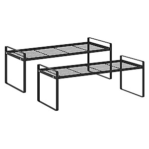 Better House 2 Pack Cabinet Shelf The Ultimate Standing Stackable Space Saving Closet Shelves Steel Frame Rust Resistant Organizer For Your Kitchen Bathroom (Stacked Size L20 x D8.25 x H14.6 in)