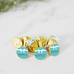 Andaz Press Personalized Chocolate Drop Labels Stickers Single, Madison & Co Bridal Shower, 216-Pack, Custom Made Name, Fits Bride & Co Themed Kisses Party Favors, Gifts, Decor Decorations