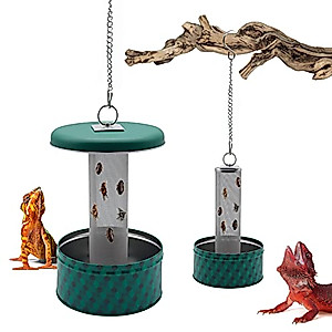 Chameleon Feeding Bowl,Hookable Lizard Feeder with Metal Mesh Column for Prey to Climb and Move,Suitable for Lizard, Iguana, Gecko,Bearded Dragon