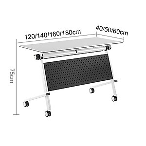 GUINJO 4 pcs Flip Top Mobile Training Table with Modesty and Lockable Wheels,Ready to Unfold and Use, Foldable Conference Tables (Color : White, Size : 120 * 60 * 75cm)