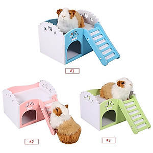 Pet Hamster Rat Guinea Pig Small Animal Castle Sleeping House Nest Exercise Toy 2 Layers with Stair Design Pink