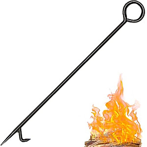 Fire Poker for Fireplace. 40 in Heavy Duty Fireplace Poker. Wrought Iron Steel Fire Pit Poker. Rust Resistant Black Finish Fire Poker for Fire Pit. Outdoor and Indoor Fireplace Fire Pit Tools