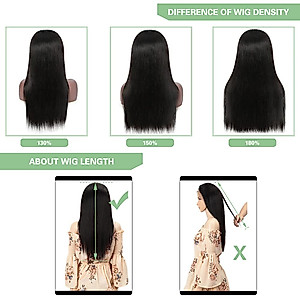 180% High Density HD Transparent Body Wave Lace Front Wigs 4X4 Brazilian Virgin Human Hair Pre Plucked with Baby Hair Glueless Lace Closure Wigs for Women (24inch,Natural Black)