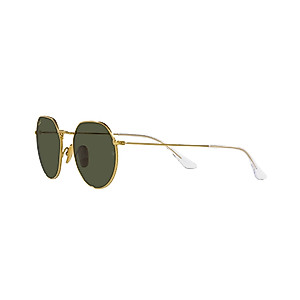 Ray-Ban RB8165 Jack Titanium Round Sunglasses, Legend Gold/Green, 51 mm