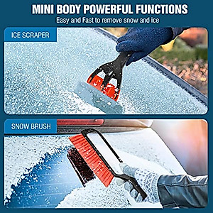 YeewayVeh 35" Ice Scraper for Car Windshield, Extendable Snow Brush with Foam Grip & Additional Handhold, 2 in 1 Detachable & Scratch-Free Snow Scrapers for Car Truck SUV, Orange