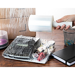 Sam Wrap (R) Stretch Wrap 5" x 1000' Roll with Handle, 80 Gauge Extra Thick Durable Self-Adhering Plastic Wrap for Moving, Packing Wrap Industrial Strength, Clear Plastic Pallet Shrink (2 Pack)