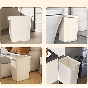 Halyuhn Small Trash Can, 2.6 Gallon Plastic Trash Can for Home and Office, Small Garbage Can Waste Basket fit Under Desk, Narrow Space, Kitchen, Dorm, Bathroom, Bedroom, (Cream White, Pack of 2)