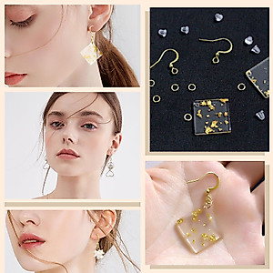 160 PCS/80 Pairs 14K Gold Tone Plated Earring Hooks Hypoallergenic Ear Wires Fish Hooks with 100 PCS Clear Silicone Earring Backs and 100 PCS Jump Rings Gold Earring Findings for DIY Jewelry Making