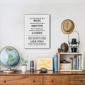 Thank You Boss Gift Canvas Wall Art -It is One Thing to Be A Boss Sign - Boss Appreciation Canvas Wall Art Gifts - Easel & Hanging Hook 11.5x15 Inch
