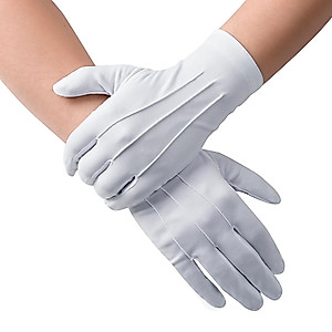JISEN Men Police Formal Tuxedo Honor Guard Parade White Nylon Cotton Gloves 26cm