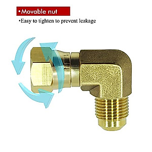 MENSI Propane Gas Water Oil 90 Degree Elbow Connector Coupling Fittings For BBQ Grills, Olympian Wave Heater Replacement For Camco 57633 (3/8" female swivel flare x 3/8" male flare)