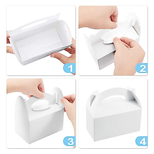 Eupako 48 Pack Treat Boxes White Goodies Favor Boxes Small Gable Gift Boxes for Wedding, Birthday Party with Twine and Tag 6.2 x 3.5 x 3.5 Inches