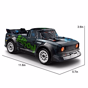 fisca 1/16 Remote Control High Speed Car, 4WD RC Drifting Racing Cars Fast 20MPH Truck 2.4Ghz Off-Road 4X4 Buggy Car Speed & Steering Control Vehicle Toy with Lights for Kids and Adults