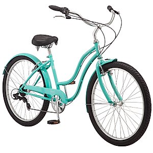 Schwinn Mikko Adult Beach Cruiser Bike, Featuring 17-Inch/Medium Steel Step-Over Frames, 7-Speed Drivetrains, Teal