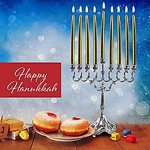 Dripless Chanukah Candles Standard Size - Metallic Gold Hanukkah Candles Fits Most Menorahs - Premium Quality Wax - 45 Count for All 8 Nights of Hanukkah - by Ner Mitzvah
