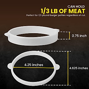 (6-Pack) 1/3 LB Sous Vide Burger Rings, Burger Immersion Cooking Ring Molds with Handles - 0.75" Thick Sous Vide Burger Patty Makers - Food-Safe Plastic - FOR SOUS VIDE USE ONLY