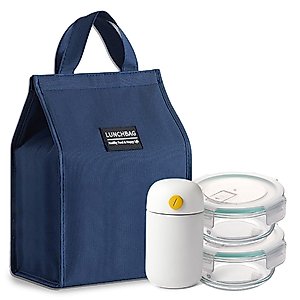 Soznveg Insulated Lunch Bag, Reusable Lunch Bag for Women Men, Small Lunch Bag Cooler Lunch Box, Insulated Bag Lunch Tote for Work Office Travel Picnic, Blue