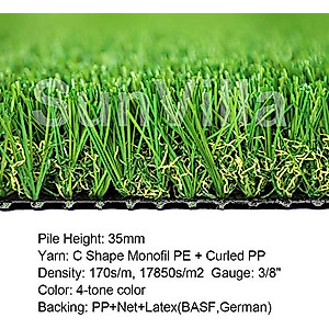 SunVilla SV7'X13' Realistic Indoor/Outdoor Artificial Grass/Turf 7 FT X 13 FT (91 Square FT)