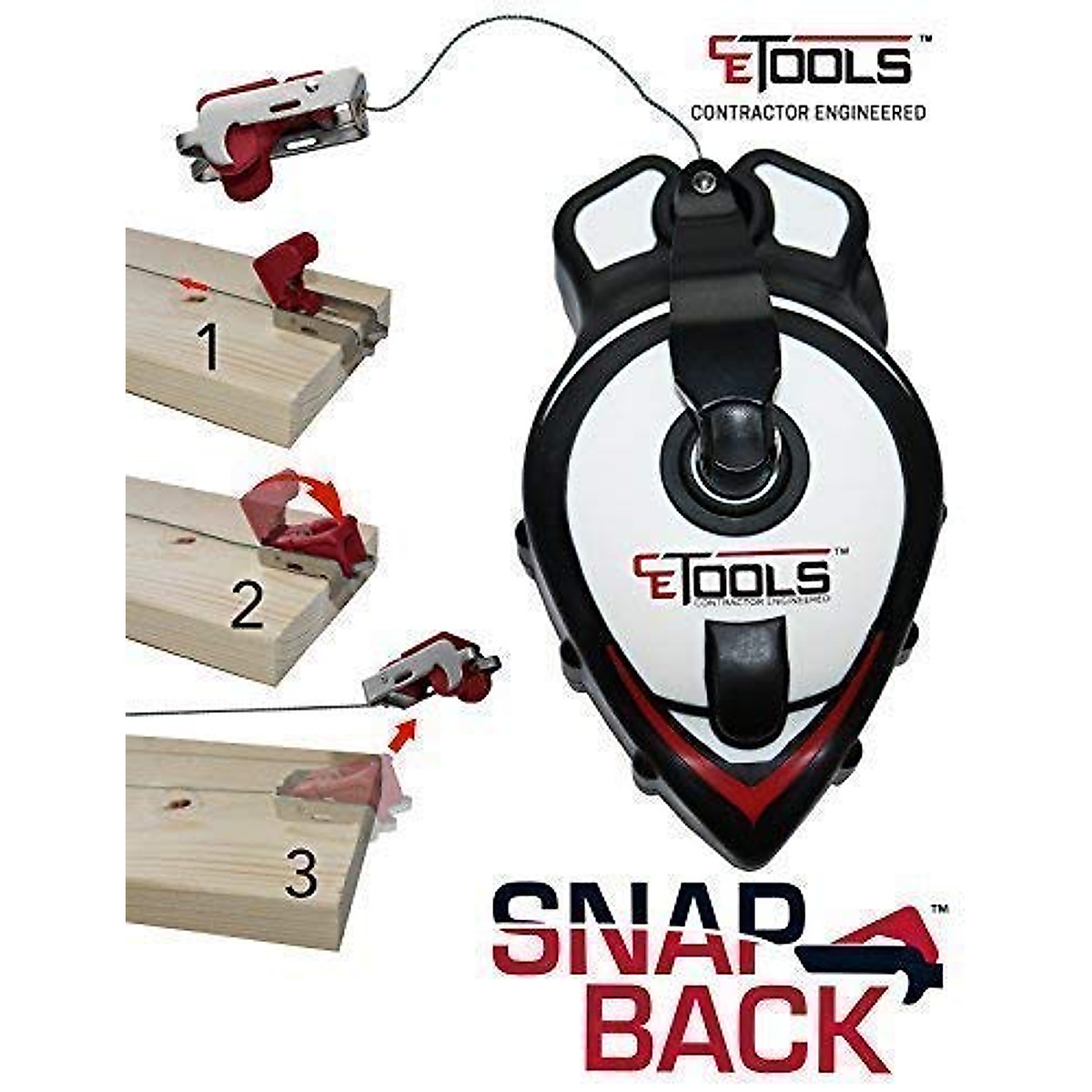 CE TOOLS SnapBack Chalk Line with Releasable Tip & Blue it Up Extreme Visibility Marking Chalk