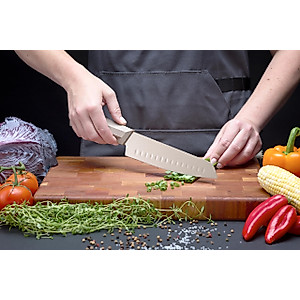 15 Piece Kitchen Knife Set with Block, Full-Tang High-Carbon Stainless-Steel Blades, Heavy Duty Handles, Gold Knife Set with Block, Knife Block Set, Modern Kitchen Essentials Chef Knife Set DFACKTO