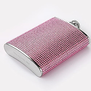 FYL Hip Flask for Liquor, Blue Glitter Flask 8oz with Never-Lose Cap