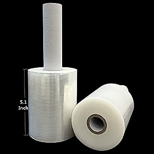 4-Pack Industrial Mini Clear Stretch Wrap Film 80 Gauge 5.1" 1000ft for Pallet Wrap, Durable Self-Adhering Packing, Moving, Packaging, Heavy Duty Shrink Film Chuangseed