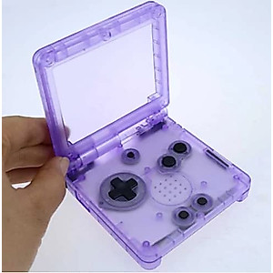Transparent Clear Housing Shell Cover Case with Buttons Screen Lens Tools for GBA SP Gameboy Advance SP Screwdrivers Replacement (Clear Purple)