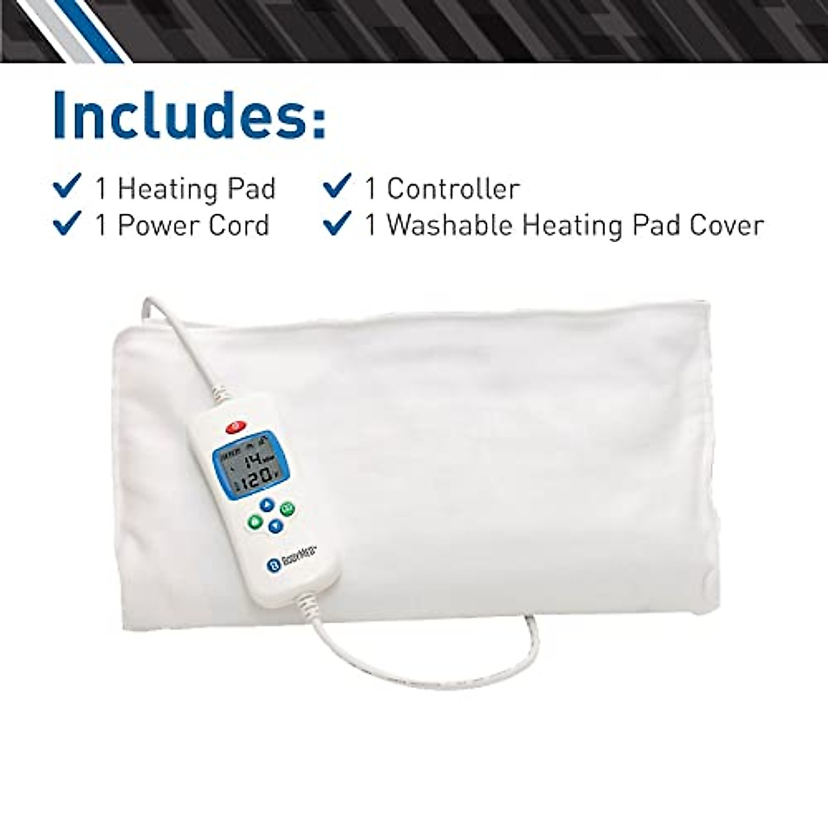 BodyMed Digital Moist Heating Pad with Auto Shut Off Heating Pad for Neck and Shoulders, Back Pain and Muscle Pain Relief 14 x 27 Inch, White
