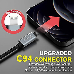 VENA USB C to Lightning Cable - 6 Inch, (Apple MFI Certified) 18W Fast Charge Power Delivery Nylon Braided Apple Charger Compatible with iPhone 13 12/12 Mini/12 Pro/11 Pro Max/X/XS/XR/iPad Air